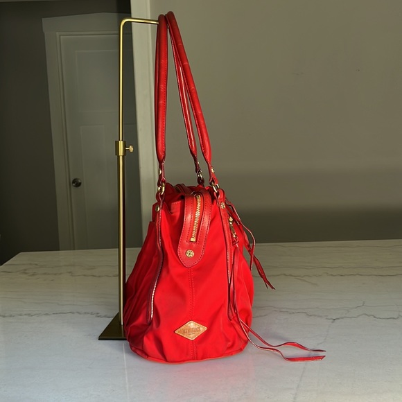 MZ Wallace | Bags | Mz Wallace Red Nylon Leather Multi Pockets Bag ...